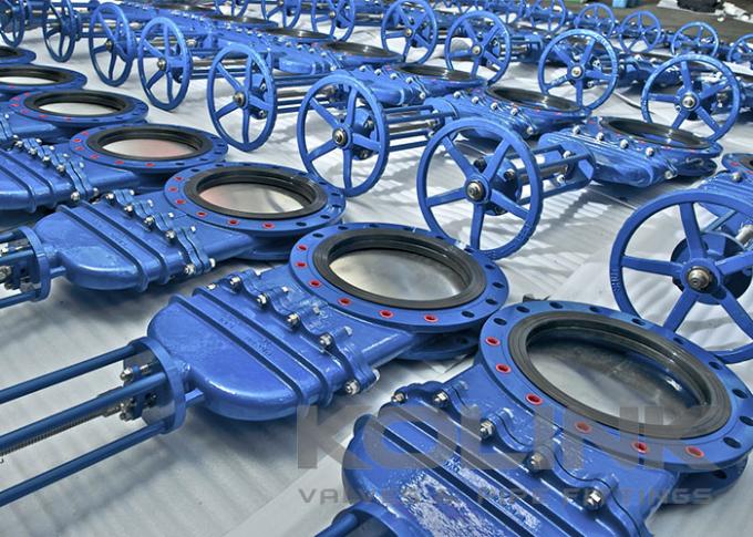 Bonneted Pneumatic Knife Gate Valve Flanged , Cast Or Fabricated Body ...